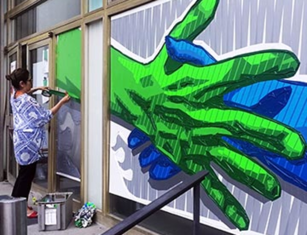 "Scream" - Three-dimensional tape graffiti art by Ostap