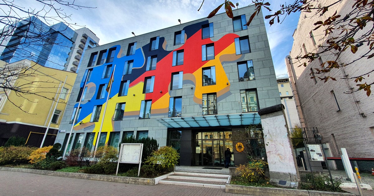 German Embassy Tape Art Mural in Kyiv | by SELFMADECREW